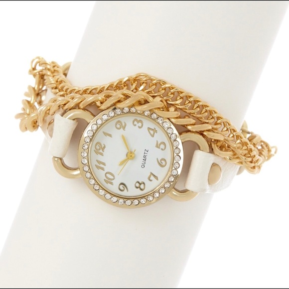Accessories | Gold White Layered Watch | Poshmark